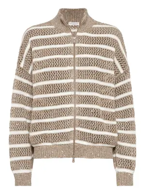 Brunello Cucinelli Striped Cardigan - Brown