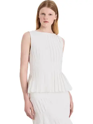Merlette Harena Pleated Top - White