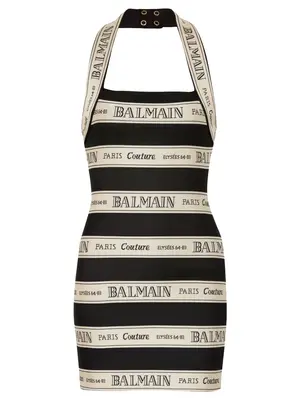Balmain Logo-jacquard Mini Dress - Black