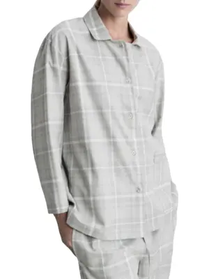 Mango Organic Cotton Flannel Pajama Shirt - Grey