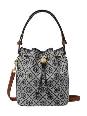 Tory Burch T Monogram Jacquard Bucket Bag - Tory Navy