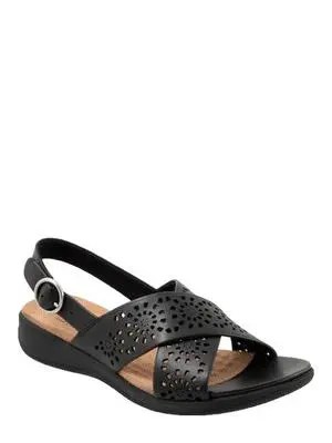 Softwalk Tillman Perforated Slingback Sandal - Black