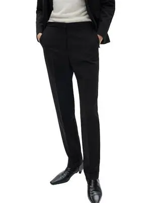 Mango Straight Leg Suit Trousers - Black