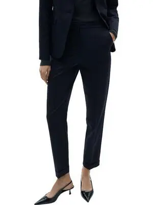 Mango MANGO Straight Leg Suit Trousers Dark Navy