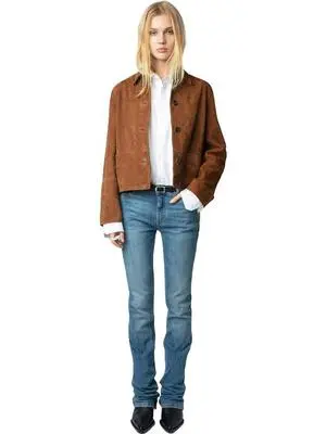 Zadig&Voltaire Lessa Cropped Suede Jacket - Brown