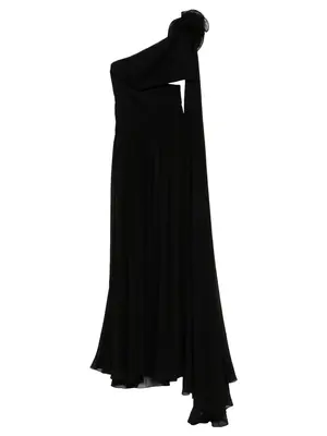 Elie Saab Asymmetric Silk Gown - Black