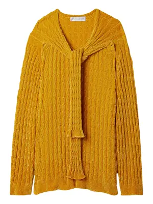 Marie Adam-Leenaerdt Oversized Cable-knit Chenille Sweater - Yellow