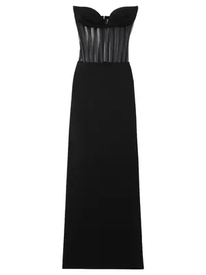 MONOT Strapless Mesh-paneled Crepe Gown - Black