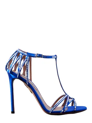 AQUAZZURA Forever More 110 Crystal-embellished Satin Sandals - Blue