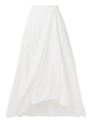 Brunello Cucinelli Gathered Cotton-blend Midi Skirt - White