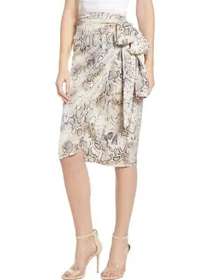 J.O.A. Snakeskin Print Wrap Skirt