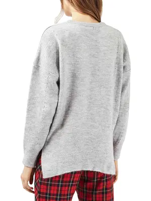 Topshop Pointelle Boxy Sweater Grey