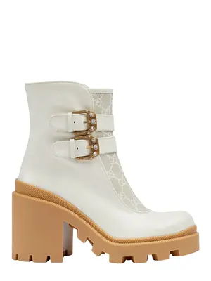 Gucci Gg Canvas Ankle Boots - White