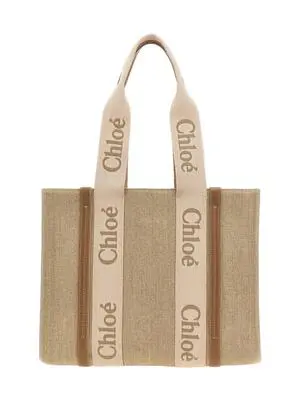 Chloé Chloé Vertical Logo Tote Bag Camel