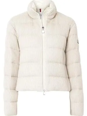 Moncler Thoiry Quilted Ribbed Metallic Cotton Down Jacket - White