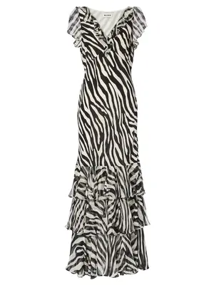 Rixo Amelle Zebra-print Maxi Dress - Black