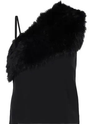 TOTEME One-shoulder Shearling-trimmed Top - Black
