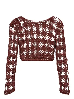 Anna Kosturova Bella Crochet Crop Top - Brown