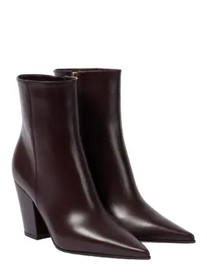 GIANVITO ROSSI Keinna Leather Ankle Boots - Burgundy