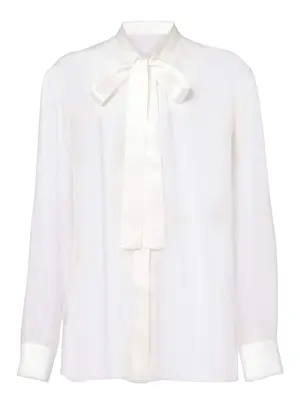 Dolce & Gabbana Bow-detail Silk Chiffon Shirt - White