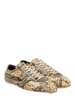 Dries Van Noten Snake-effect Leather Sneakers - Beige