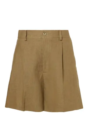 Ralph Lauren Tracy Pleated Linen Shorts - Green
