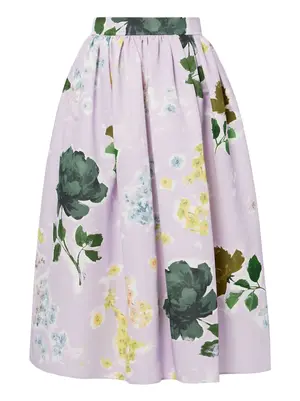Erdem Floral Cotton-blend Midi Skirt - Purple