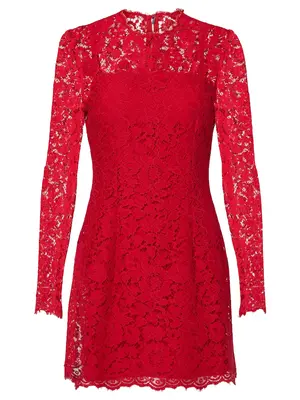 Dolce & Gabbana Cotton-blend Lace Minidress - Red