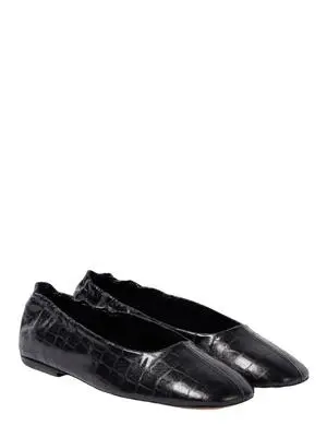 Dries Van Noten Croc-effect Leather Ballet Flats - Black