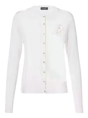 Dolce & Gabbana Floral-appliqué Silk Cardigan - White