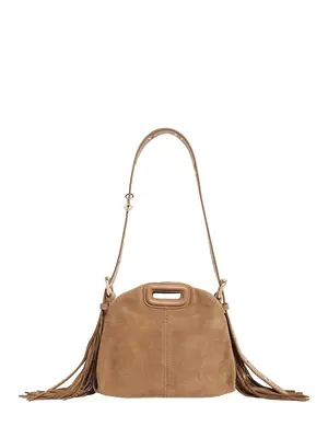 Maje Mini Suede Miss M Shoulder Bag Camel