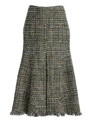 Erdem Tweed Midi Skirt - Olive