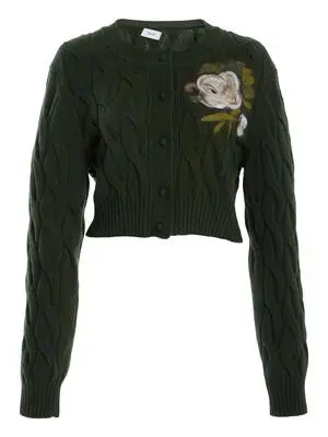 ERDEM Embroidered Wool-Blend Cardigan