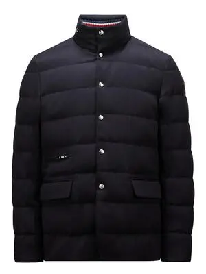 Moncler Bess Hooded Wool Down Jacket - Blue