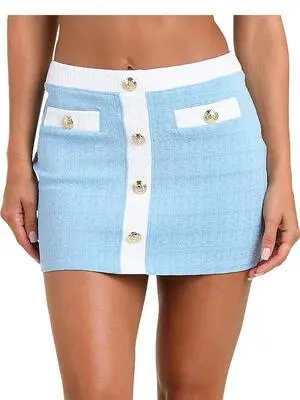 L'Agence Coco Color Blocked Mini Skirt - Powder Blue