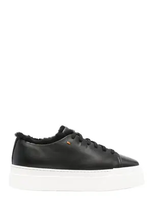Santoni Leather Sneakers - Black