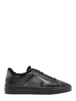 Santoni Leather Sneakers - Black