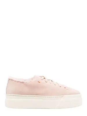 Santoni Suede Flatform Sneakers - Pink