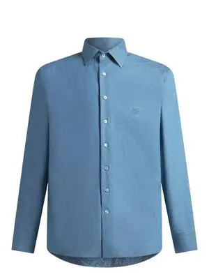 Etro Pegaso-motif Cotton Shirt - Blue