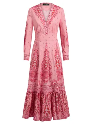 Etro Printed Poplin Midi Dress - Pink
