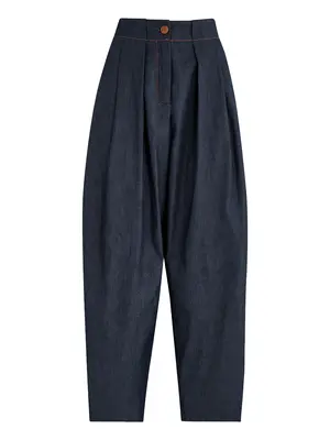 Palmer//harding Solo Barrel-leg Trousers - Dark Blue