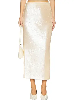 L'academie By Marianna Ceci Sequin Midi Skirt - Blush Nude