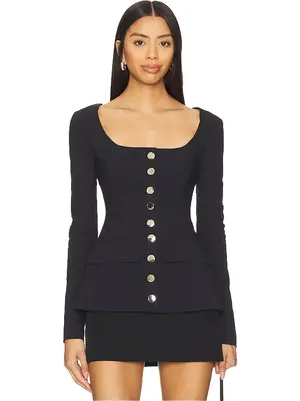WeWoreWhat Boatneck Peplum Blazer - Black