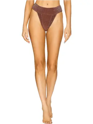 Free People X X Lurex Dylan High Waist Bottom In Brown,metallic Bronze - Noisette