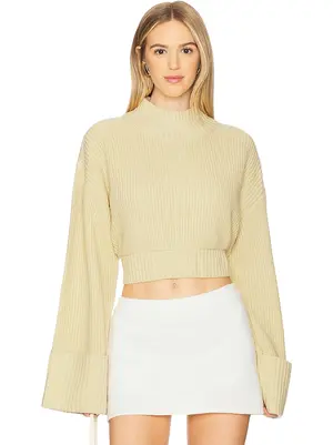 WeWoreWhat Cropped Turtleneck Sweater - Wheat