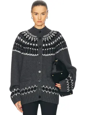 EAVES Jen Fair Isle Cardigan - Charcoal Multi