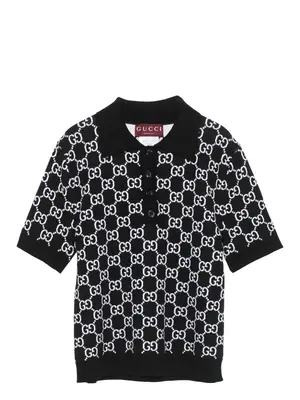 Gucci Reversible Gg-jacquard Polo Top - Black