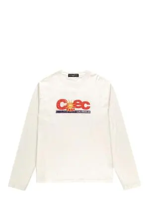 CEEC Distressed-effect Logo-print T-shirt - White
