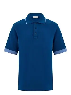 FERRAGAMO Contrasting Cuffs Polo Shirt - Blue