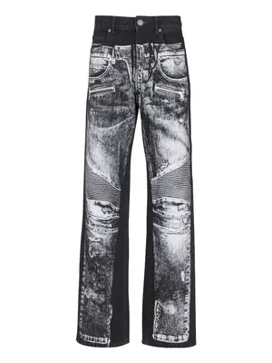Balmain Trompe L'oeil-print Straight Leg Jeans - Black